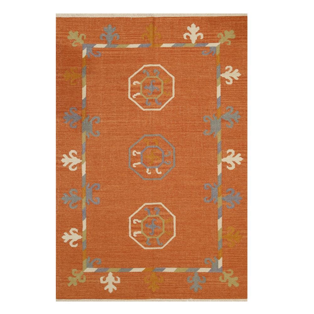 EORC Suzani Kilim Rust 9 ft. x 12 ft. Wool Oriental Area Rug OSK2RT9X12 ...