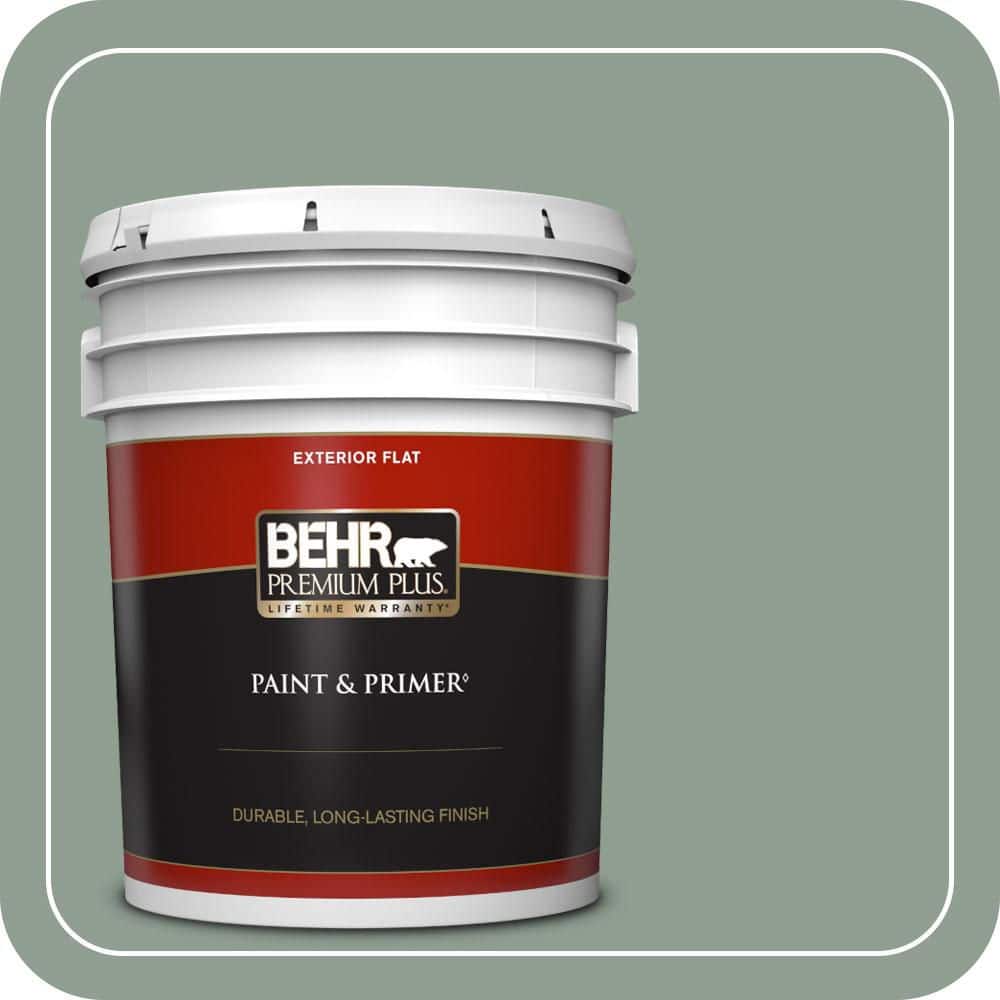 BEHR PREMIUM PLUS 5 gal. #ICC-104 Balsam Fir Flat Exterior Paint ...