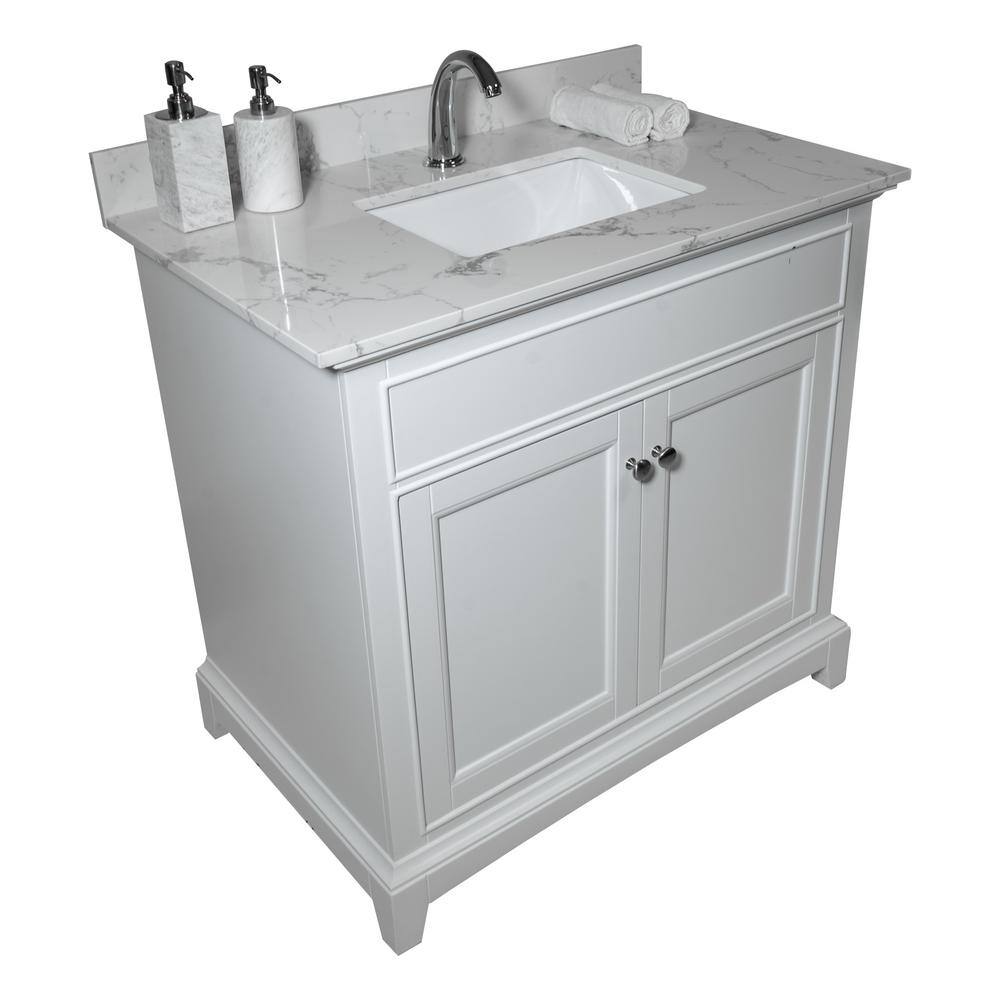 ANTFURN 37 in. W x 22 in. D Engineered Stone Composite Vanity Top in ...