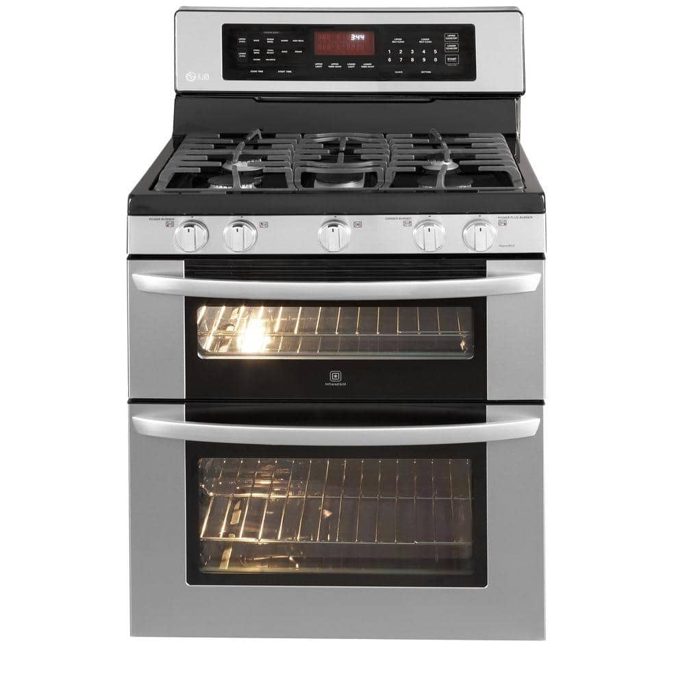 LG 30 in. Self-Cleaning Freestanding Double Oven Gas Convection Range ...
