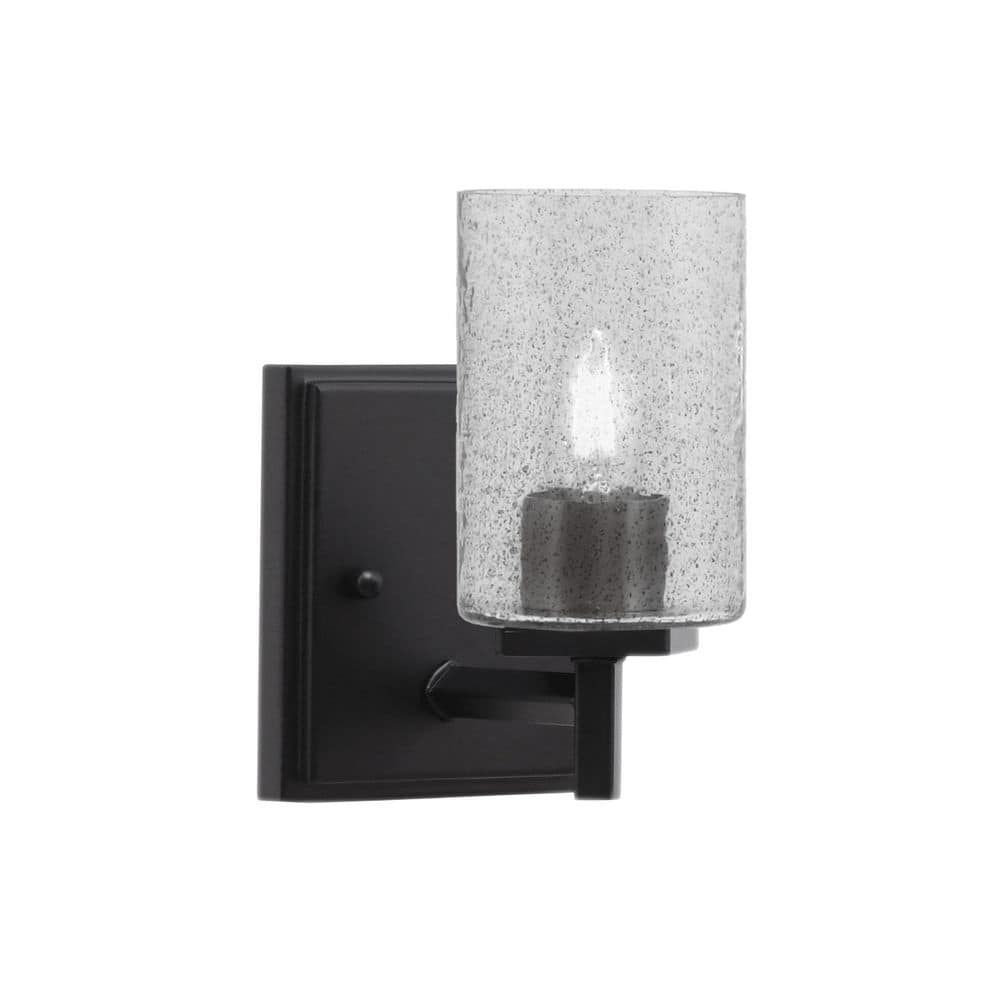 Bridgewater 4.5 in. 1 Light Matte Black Wall Sconce with 4 in. Smoke ...