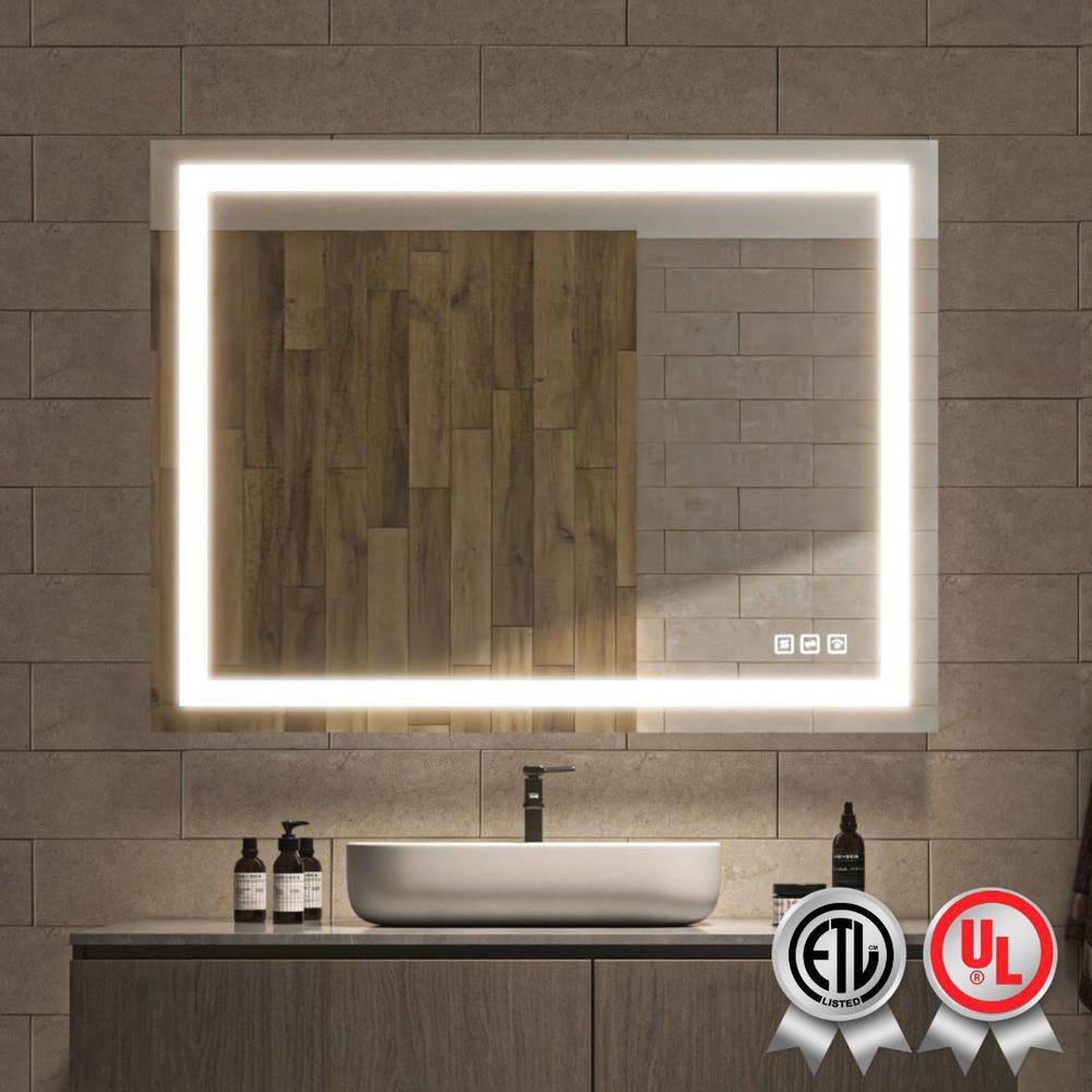 waterpar Super Bright 48 in. W x 36 in. H Rectangular Frameless Anti ...