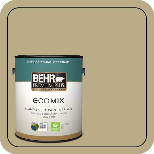 BEHR PREMIUM PLUS 1 gal. #S330-4 Fennel Seed Semi-Gloss Enamel EcoMix ...