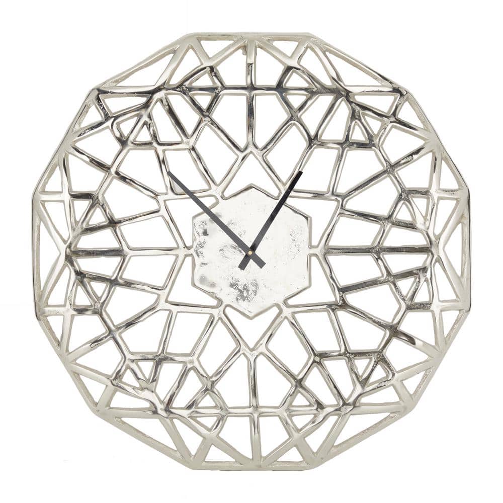 Litton Lane Silver Aluminum Contemporary Wall Clock 041283 - The Home Depot