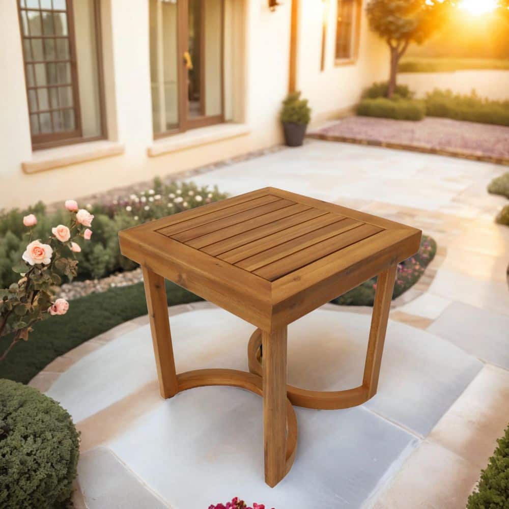 moda furnishings Helga Square Acacia Wood Patio Outdoor Side Table MOS ...