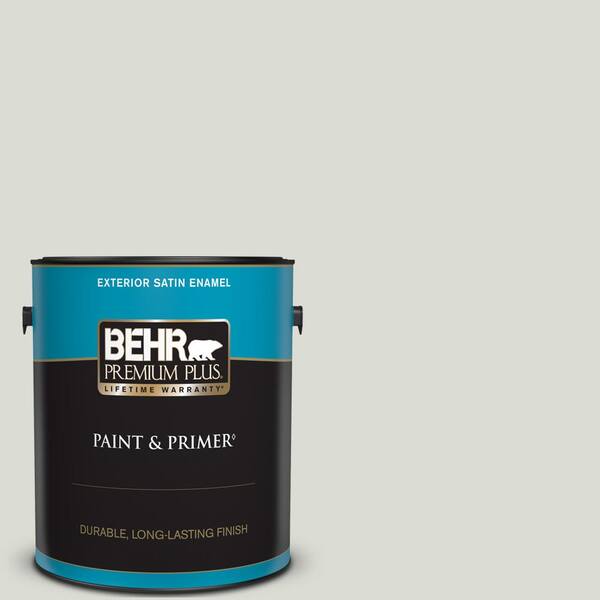 BEHR PREMIUM PLUS 1 gal. #BWC-29 Silver Feather Satin Enamel Exterior ...