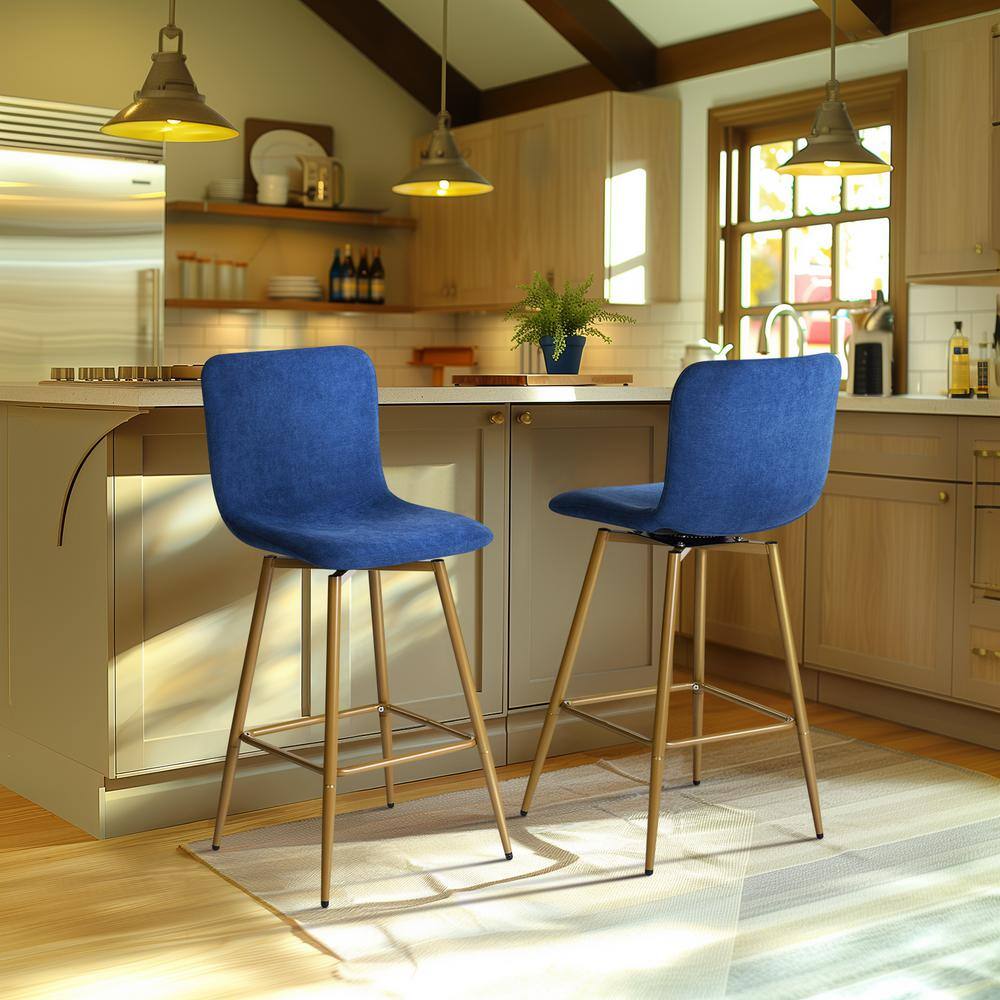 Homy Casa Scargill SW 26.4 in. Navy Blue Terry Fabric High Back Metal ...