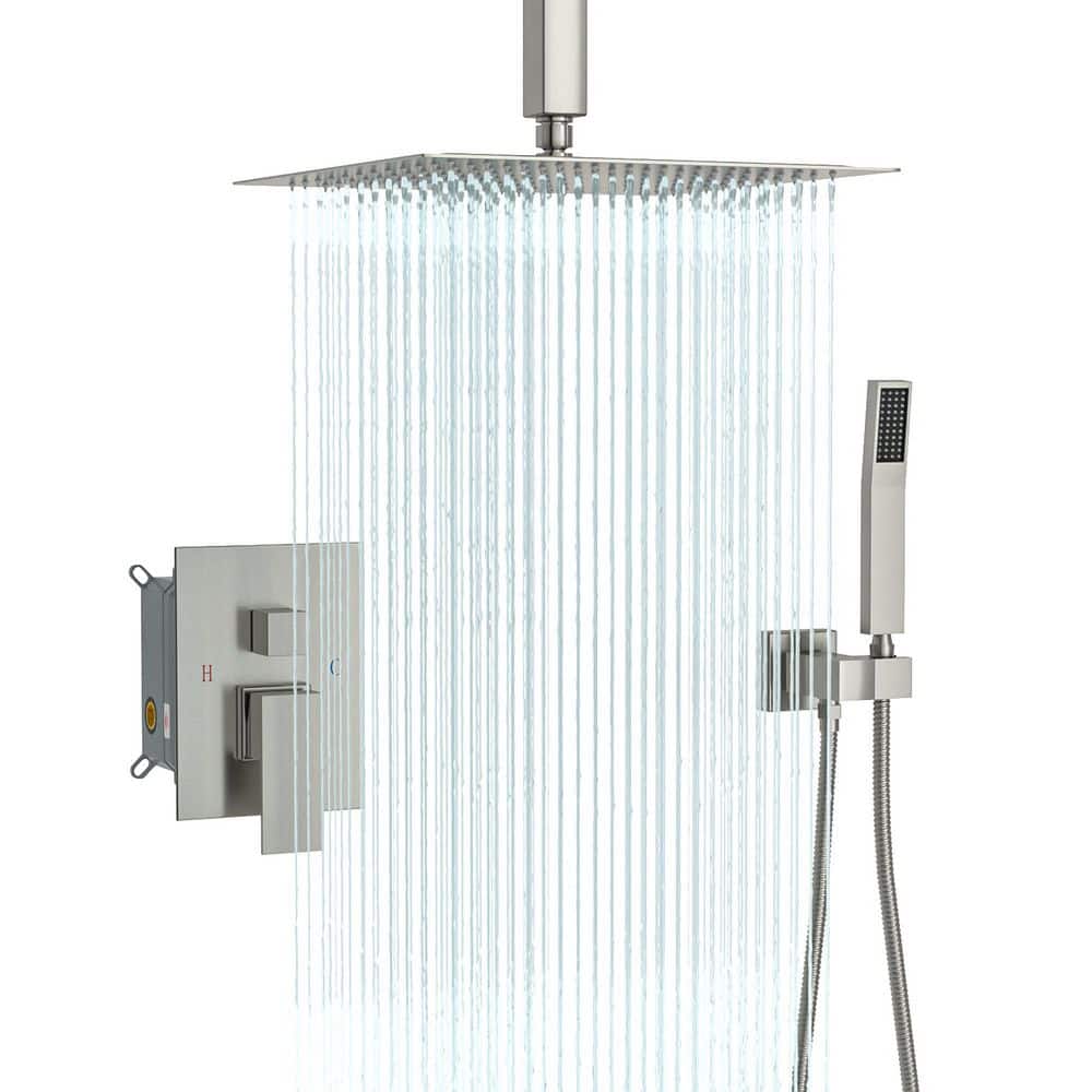 Logmey 2-Spray Patterns with 1.8 GPM 10 in. Ceiling Mount Dual Shower ...