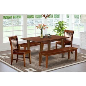 East West Furniture 5-Piece Rectangle Mahogany Finish Solid Wood Top ...