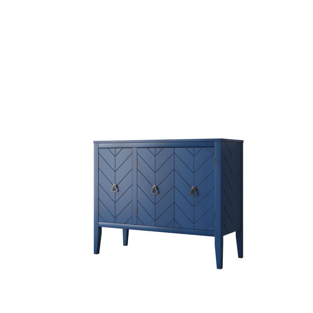 ZIRUWU Navy Blue Accent Cabinet Wooden Cabinet with Adjustable Shelf ...