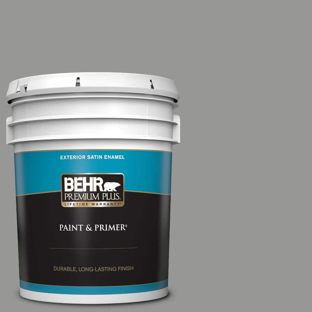 BEHR PREMIUM PLUS 5 gal. #PPU24-19 Shark Fin Satin Enamel Exterior ...