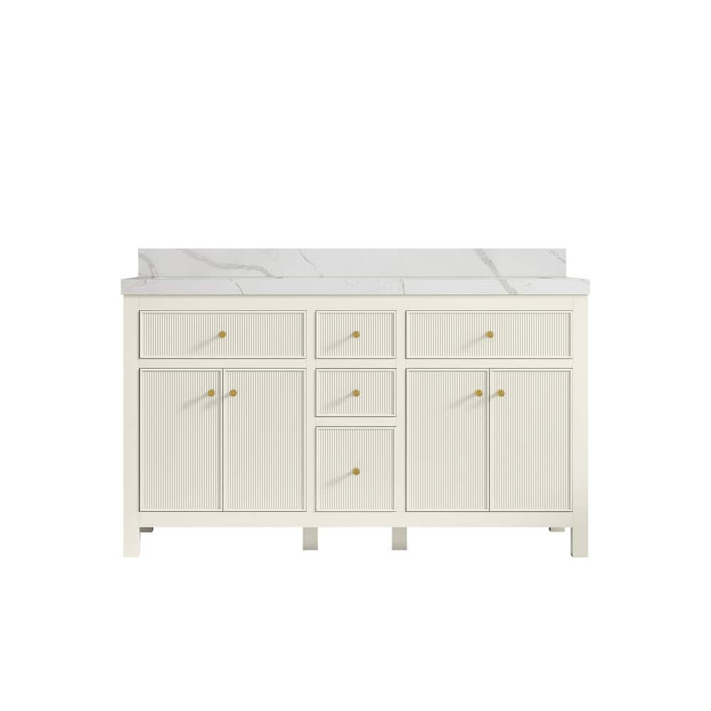 Willow Collections Sonoma 60 in. Double Sink Freestanding Alabaster ...