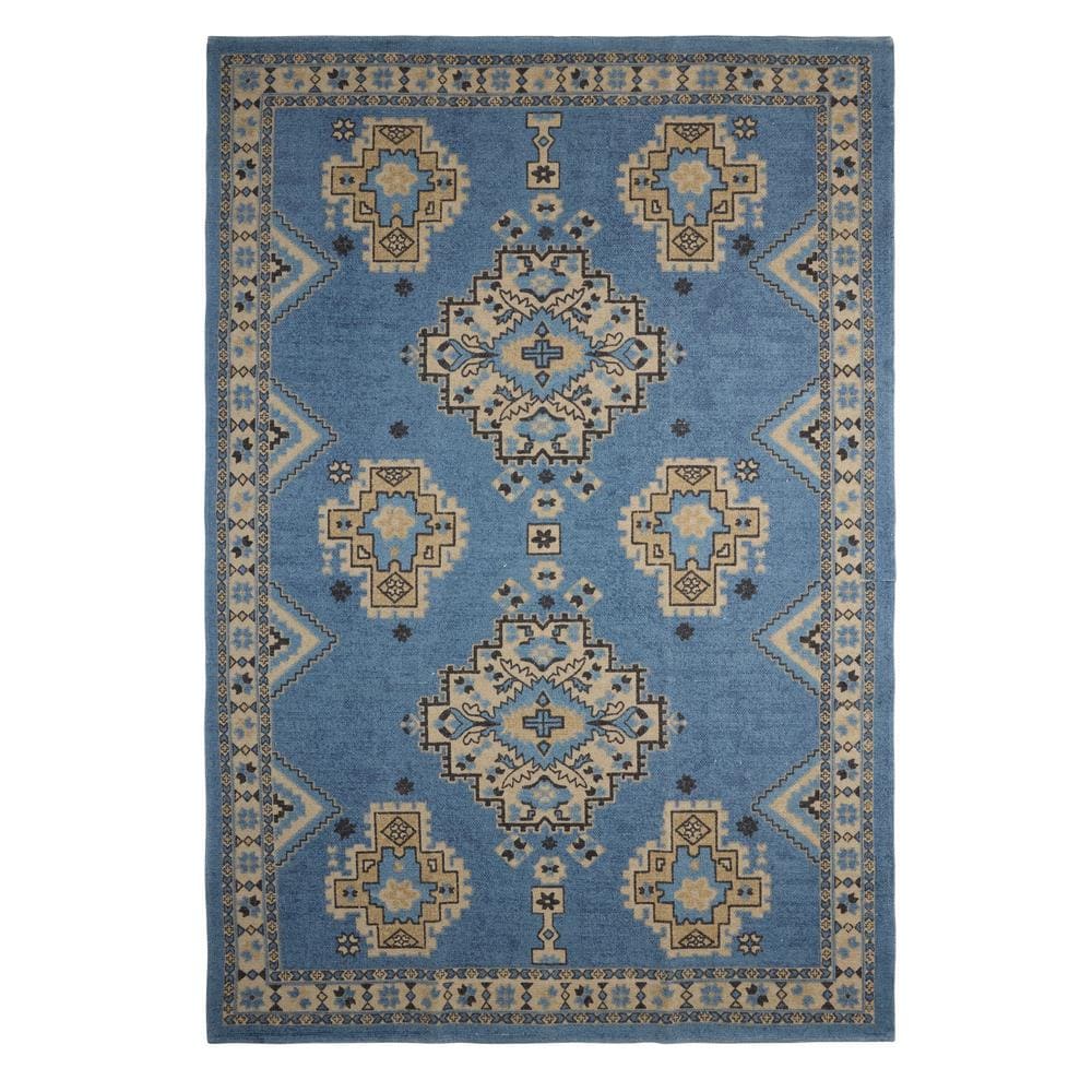 French Connection Halyn Ink Blue 4 ft. x 6 ft. Stonewash Printed Cotton ...