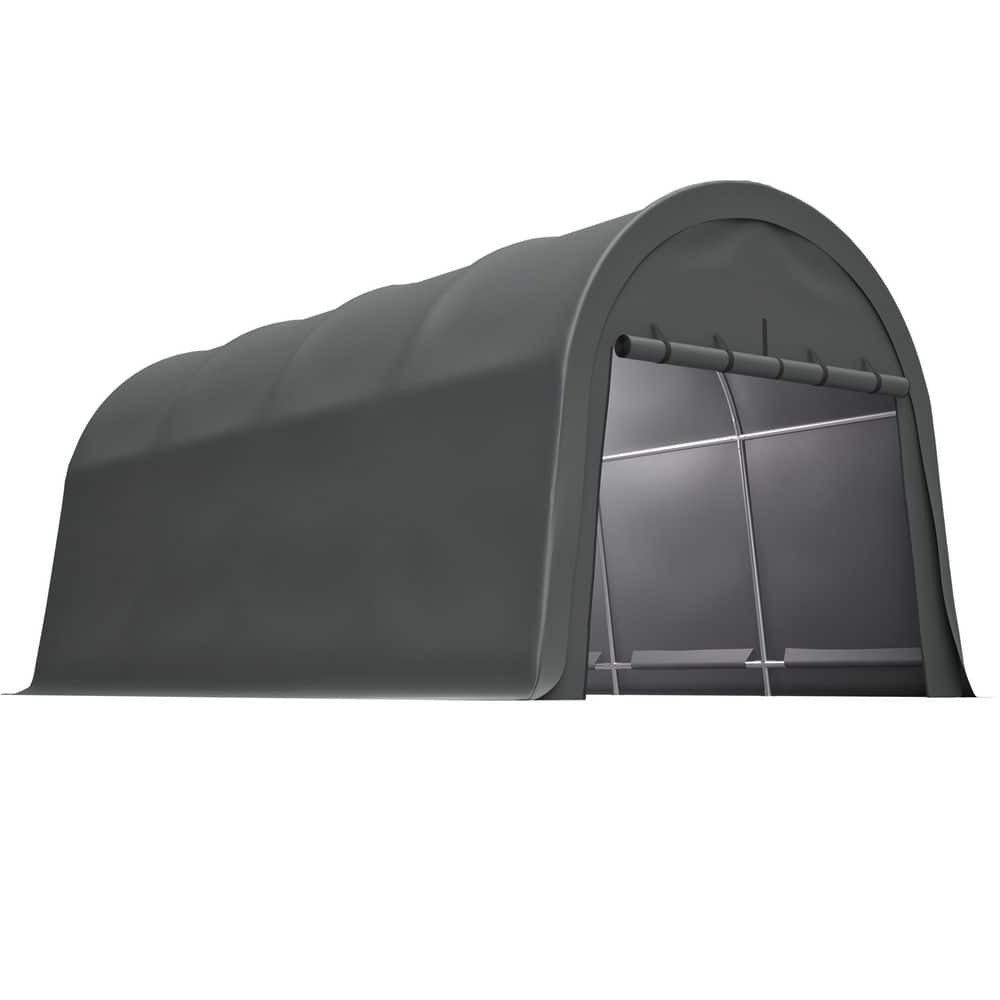 10 ft. W x 20 ft. D x 9 ft. H Gray Carport Wind and Snow Resistant HG ...