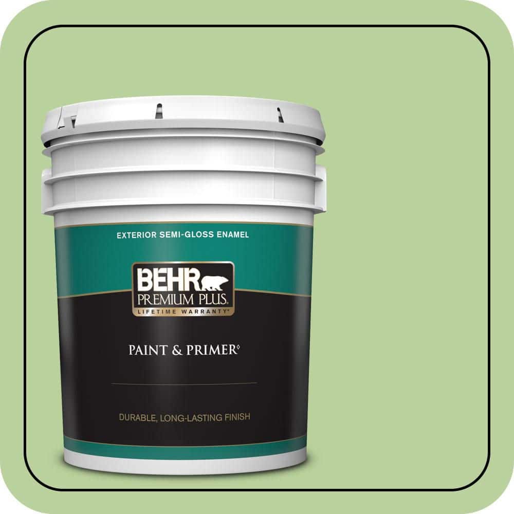 BEHR PREMIUM PLUS 5 gal. #P380-4 Four Leaf Clover Semi-Gloss Enamel ...