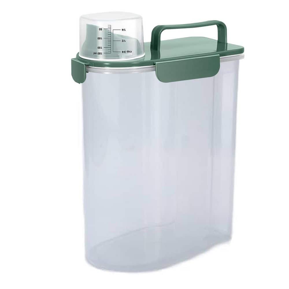 5-7Lbs Pet Food Storage Container Dark Green with Large Spout and Cup ...