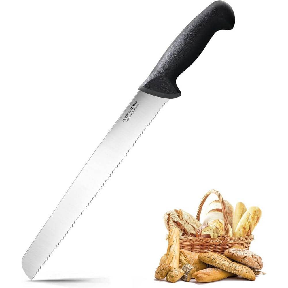 Cook N Home 10-in. High-Carbon Steel Full Tang Wavy Serrated Edge ...