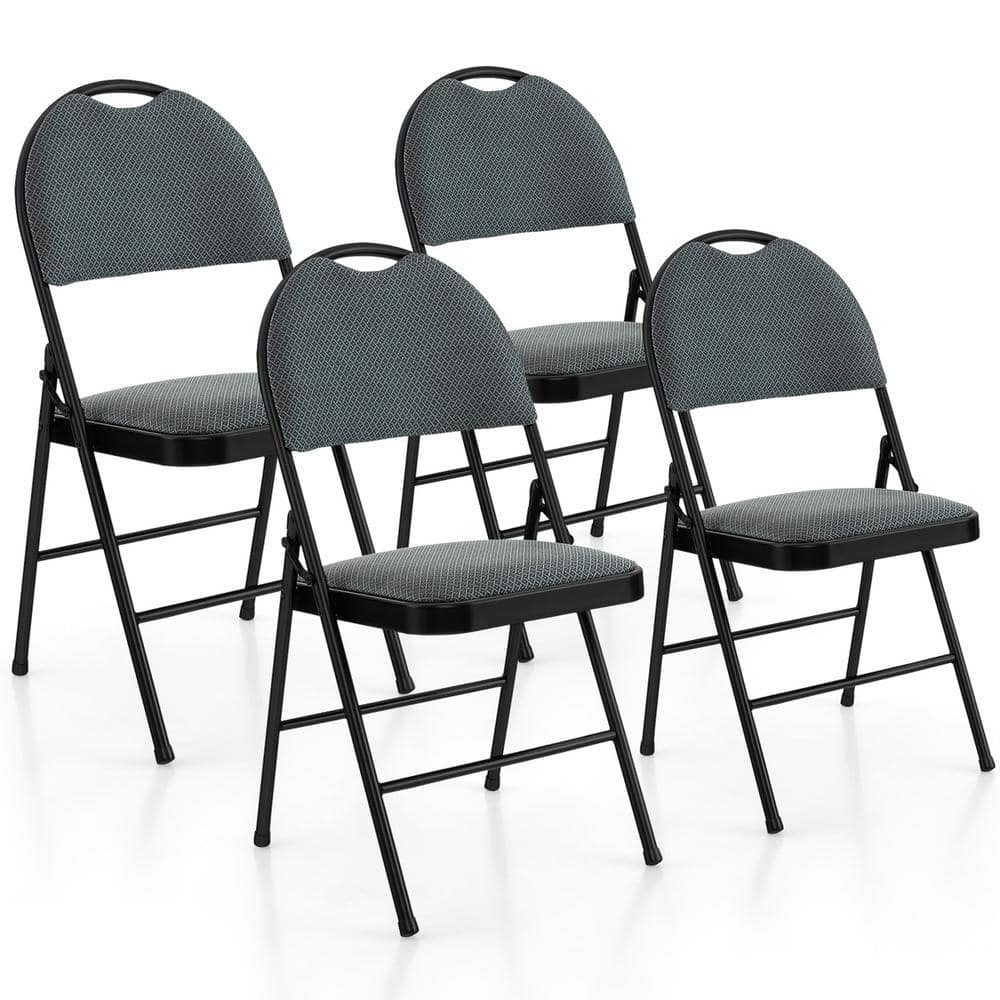 Costway Gray Portable Padded Folding Chairs Office Kitchen Dining ...