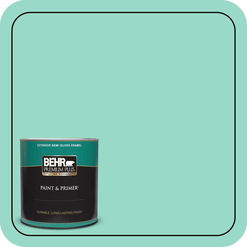 BEHR PREMIUM PLUS 1 qt. #MQ4-17 Pageant Green Semi-Gloss Enamel ...