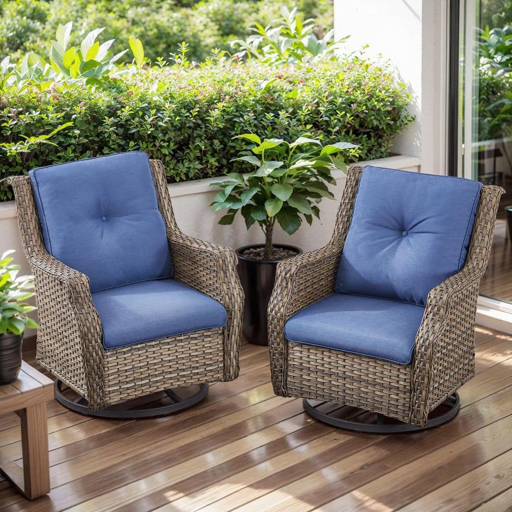 Opohoro TidyFoot Metal and Gray Wicker Outdoor Rocking Chair Swivel ...