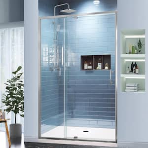 Reviews for Lonni 28-32 in. W x 72 in. H Pivot Swing Semi-Frameless Shower Door in Matte Black ...