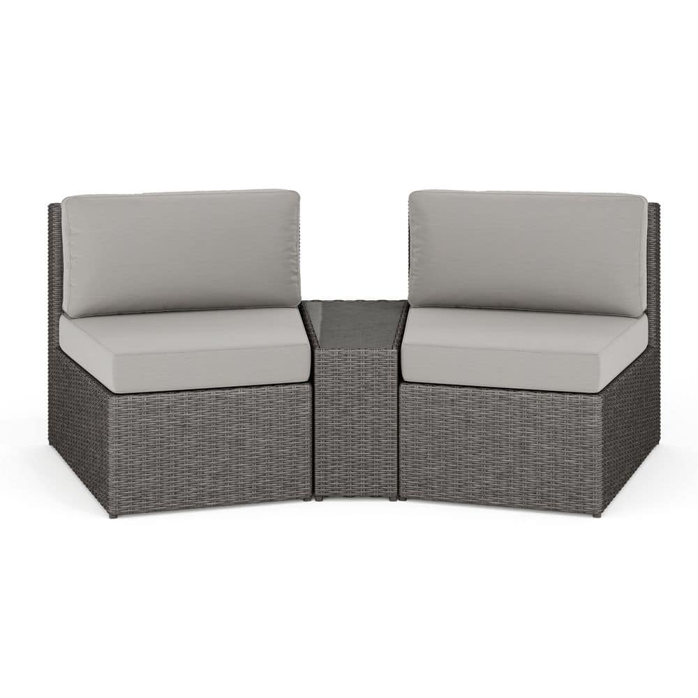 MARTHA STEWART Bedford Gray 3-Piece Rattan Wicker Patio Conversation ...