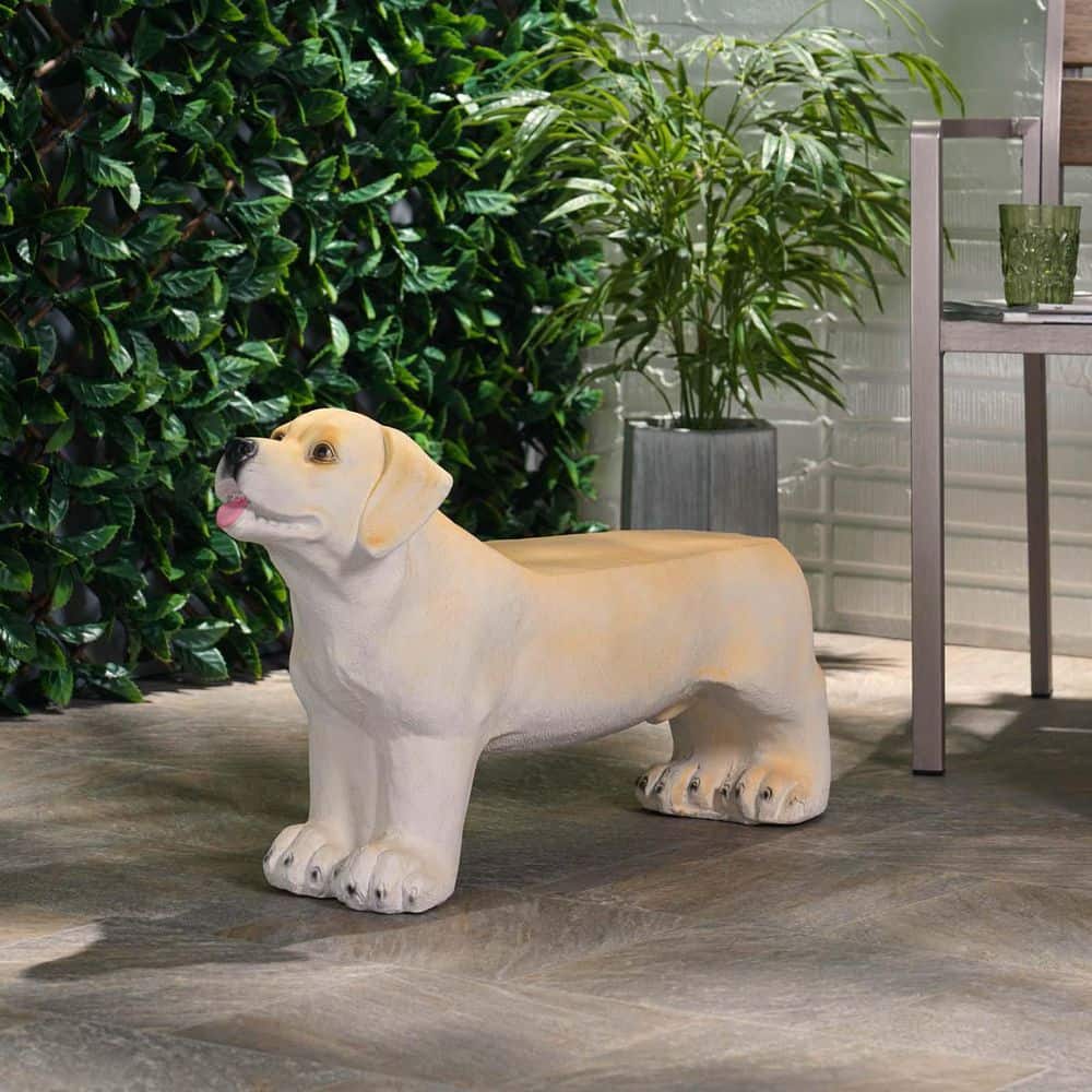 SereneVita 16.75 in. H Dog Bench Sculpture Outdoor Garden Statue ...