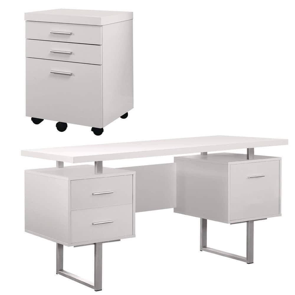 Monarch Specialties 60 in. x 30.25 in. White Office Computer Desk with ...