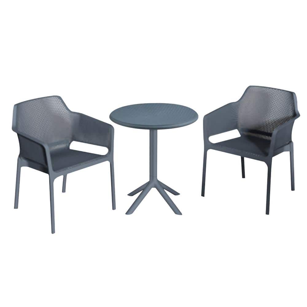 maocao hoom 3-Piece Plastic Outdoor Bistro Set with Round table ...