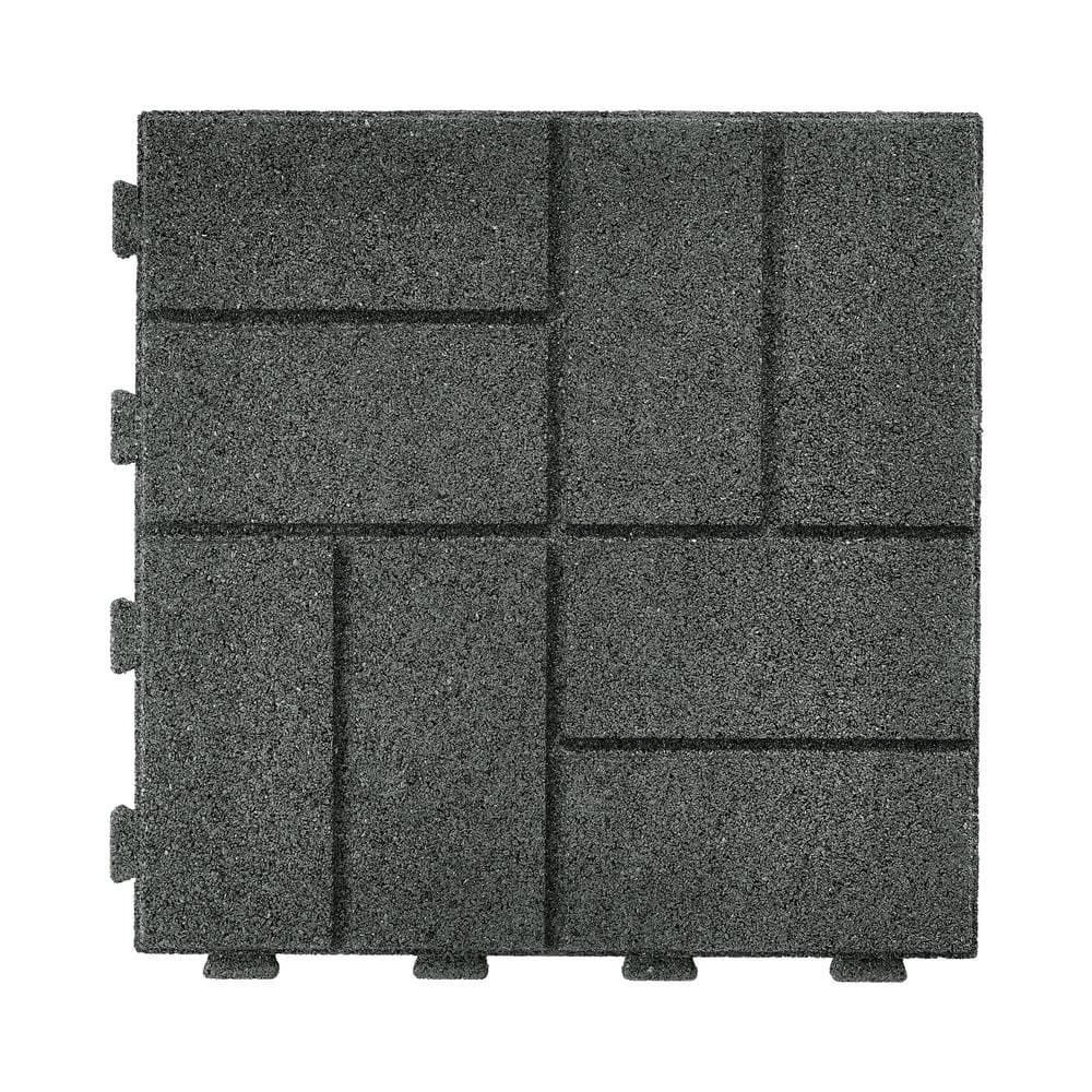 Vigoro 16 in. x 16 in. x 5/8 in. Gray SmartLoc Rubber Paver (75-Pack ...