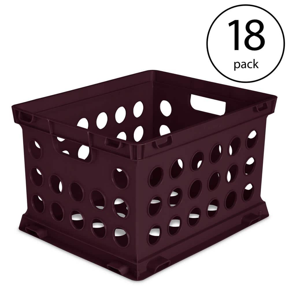 Sterilite Stackable File Storage Crate Organizers with Handles, Red (18 ...