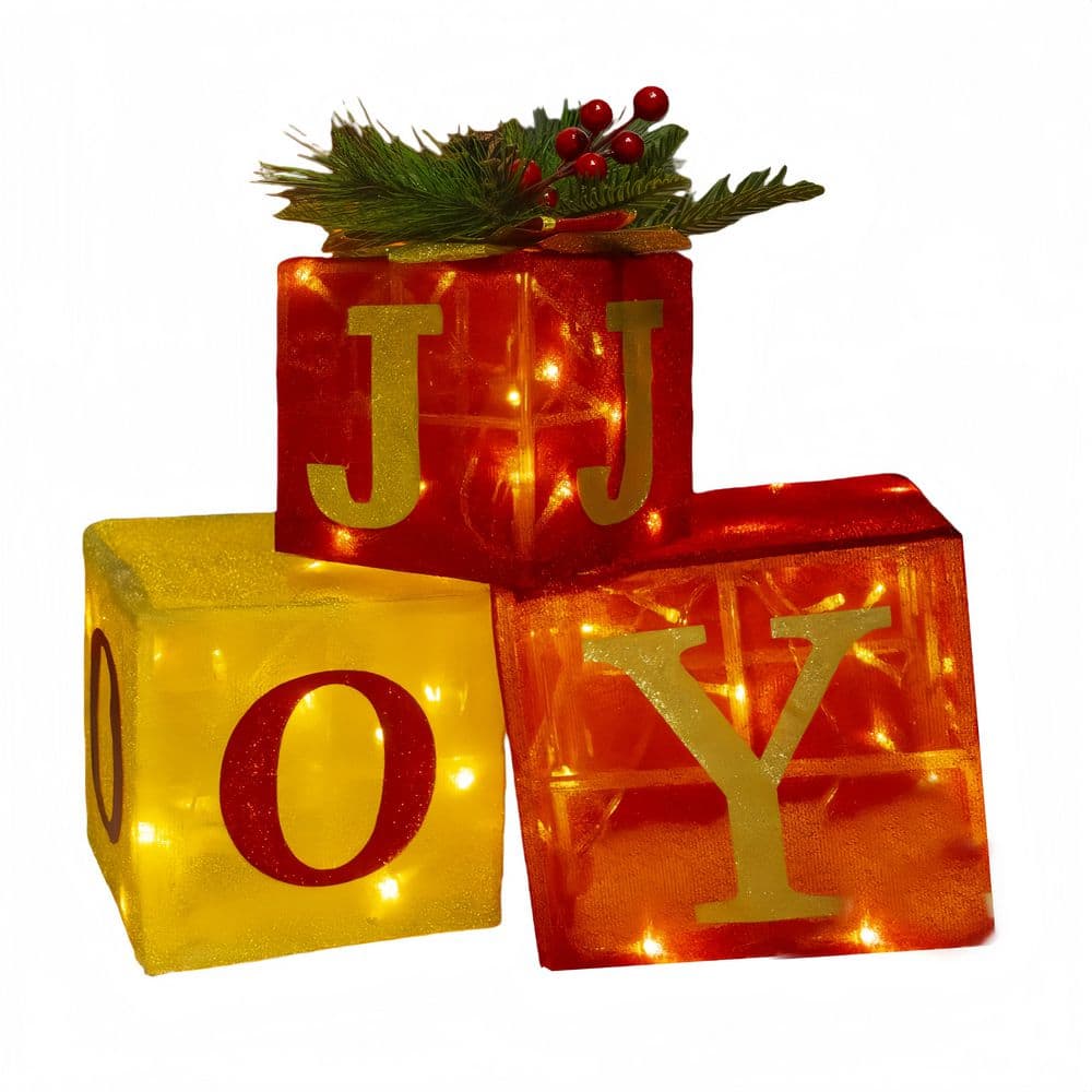 Augbeer Artificial Foliage Christmas Lighted Gift Boxes for Indoor ...