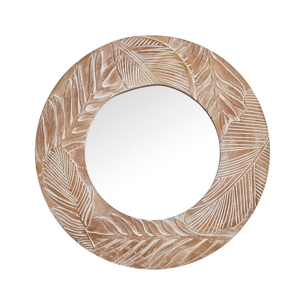matrix decor 28 in. W x 28 in. H Round Rustic Framed Wall Bathroom ...