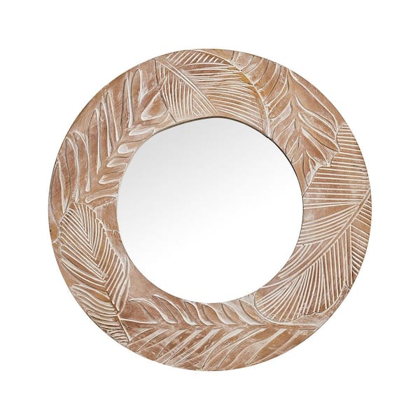 matrix decor 28 in. W x 28 in. H Round Rustic Framed Wall Bathroom Vanity Mirror MD-BBXW-D0010 ...