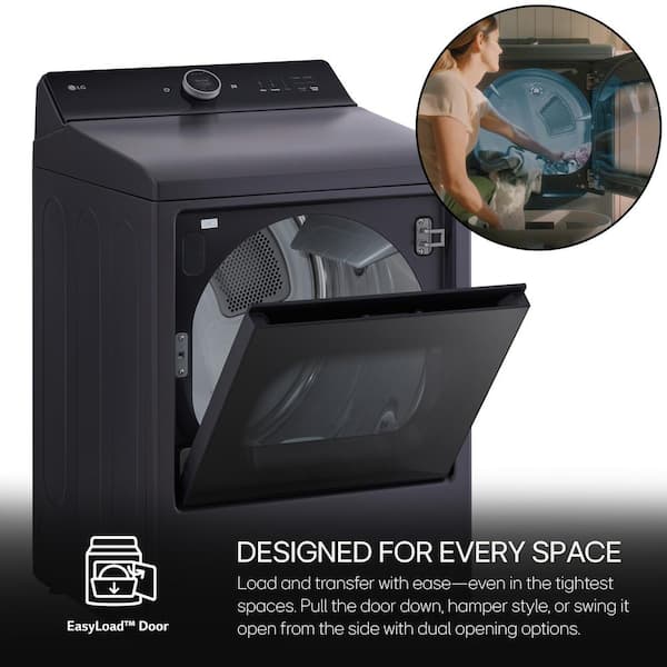 LG 7.3 cu. ft. Vented SMART Electric Dryer in Matte Black with EasyLoad ...
