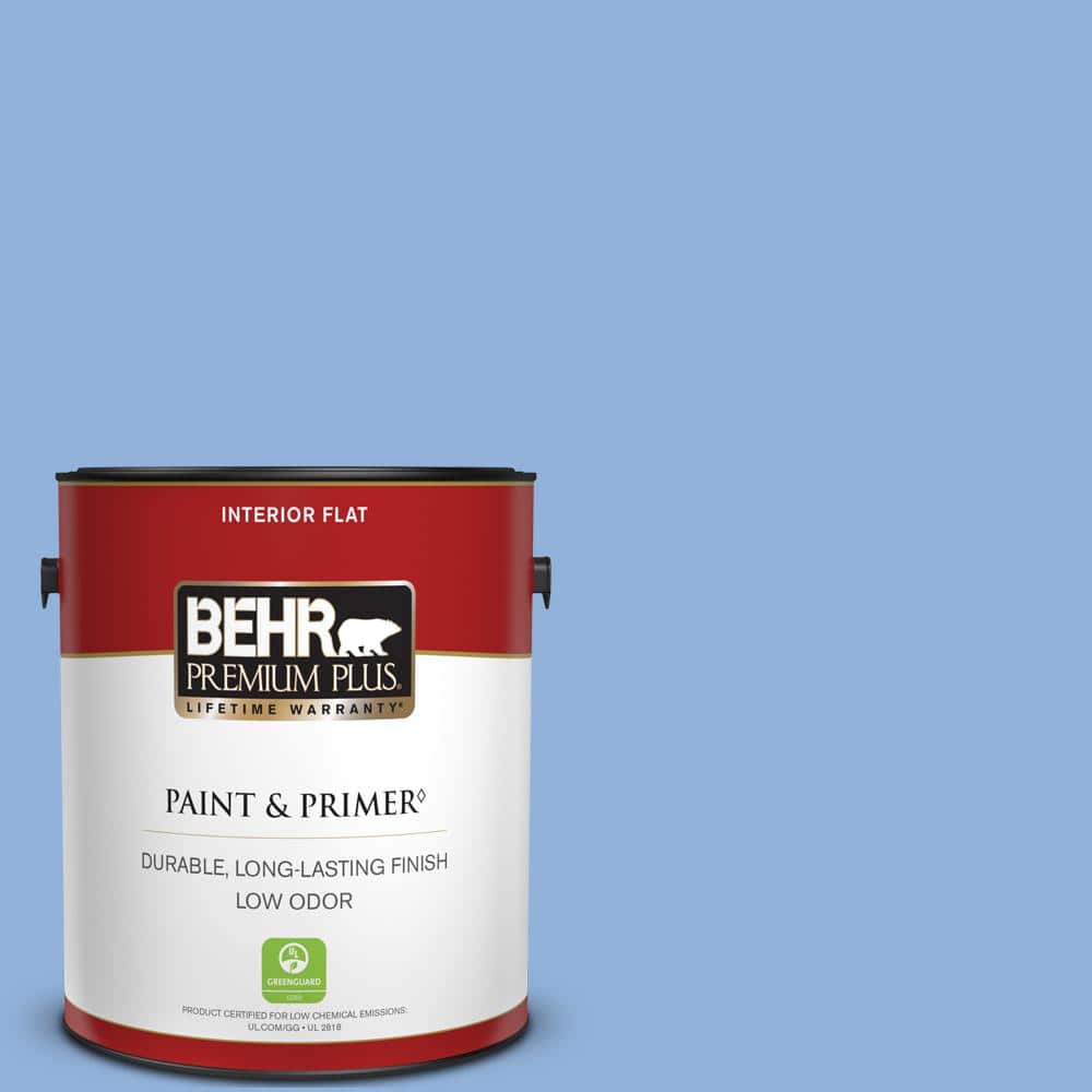 BEHR PREMIUM PLUS 1 gal. #580B-5 Cornflower Blue Flat Low Odor Interior ...