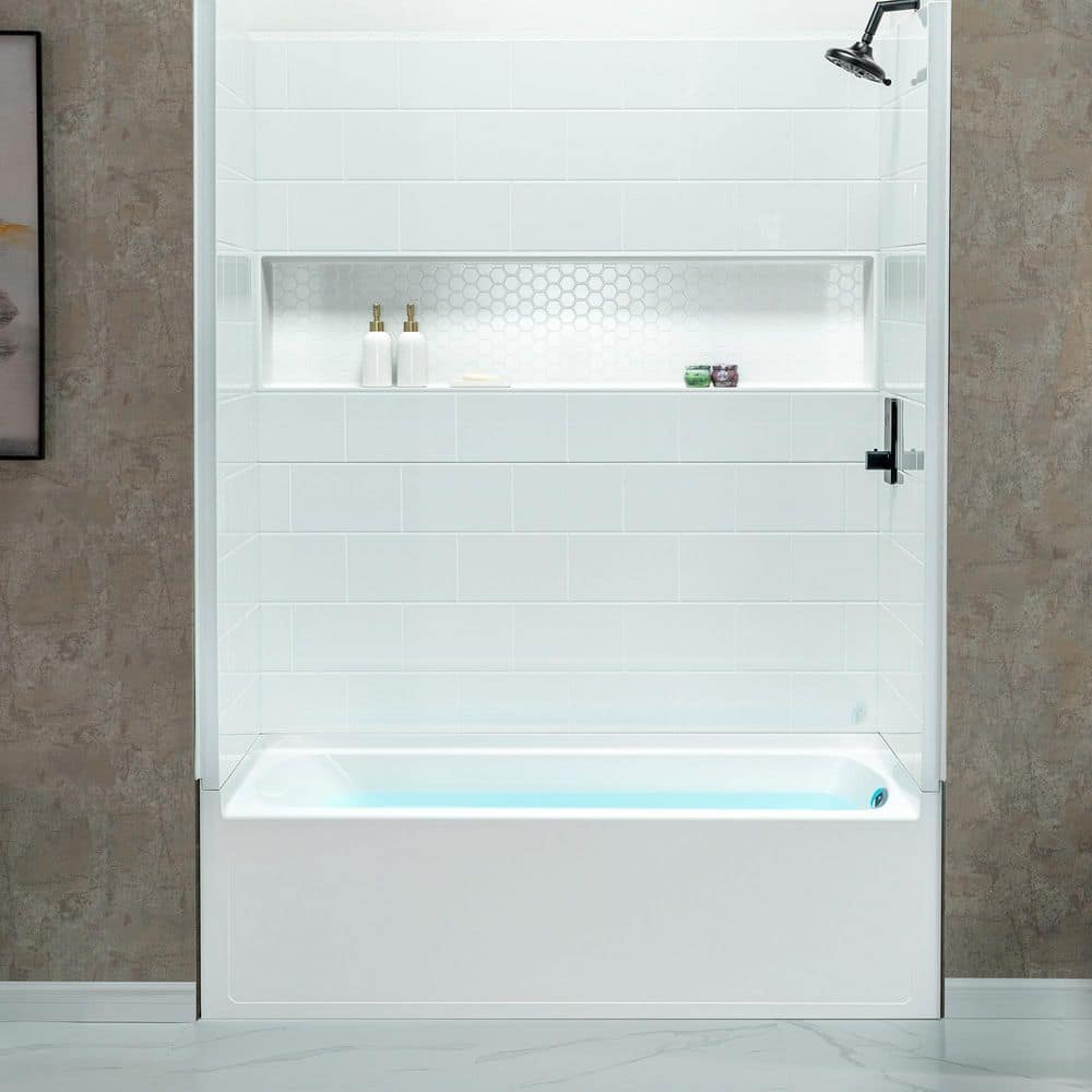 WOODBRIDGE 60 in. L x 32 in. W x 81 in. H Alcove Bathtub and 4-Piece ...