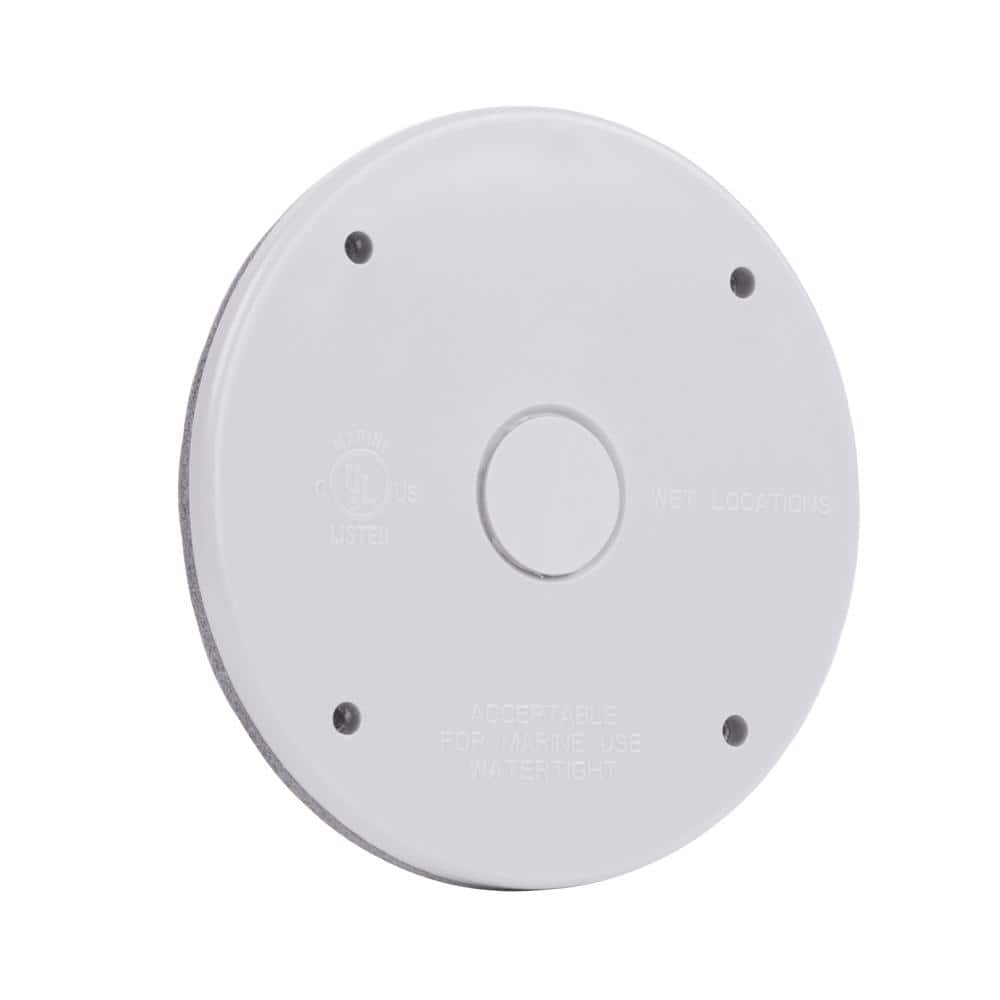 Commercial Electric 4 in. Round Blank Non-Metallic Weatherproof Cover ...