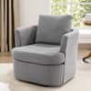 LUE BONA 32 in. W Grey Chenille Swivel Accent Barrel Chair Upholstered ...
