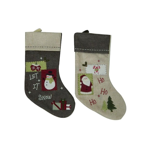 Home Accents Holiday Holiday 20 in. Burlap Christmas Stockings (2 ...