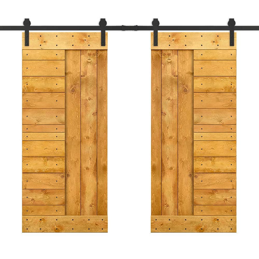 CALHOME 84 in. x 84 in. Colonial Maple Stained DIY Knotty Pine Wood ...