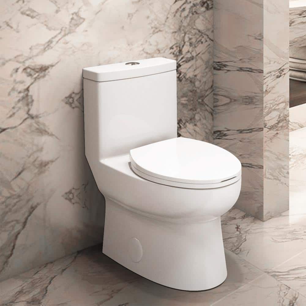 INSTER 1-piece 1.1/1.6 GPF Dual Flush Elongated Toilet in White Seat ...