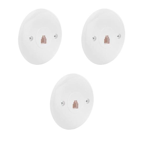 Commercial Electric 1 Gang 1-Line Round Wall Jack Wall Plate, White (3 ...