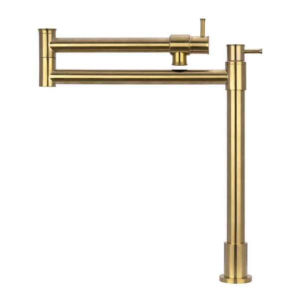 Akicon Deck Mounted Pot Filler in Brass Gold Modern Style AK98166-BTG ...