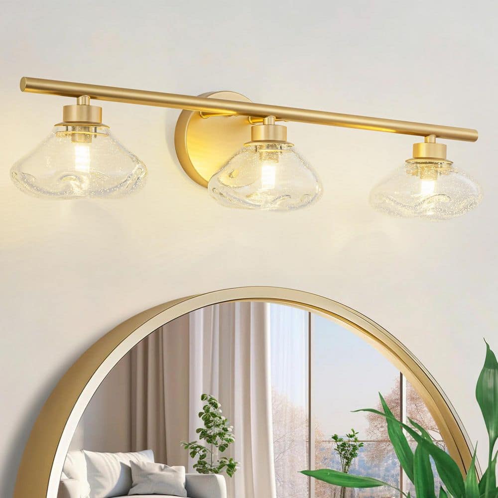 Rennnsan Avira 24.4 in. 3-Light Gold Modern Linear Vanity Light with ...