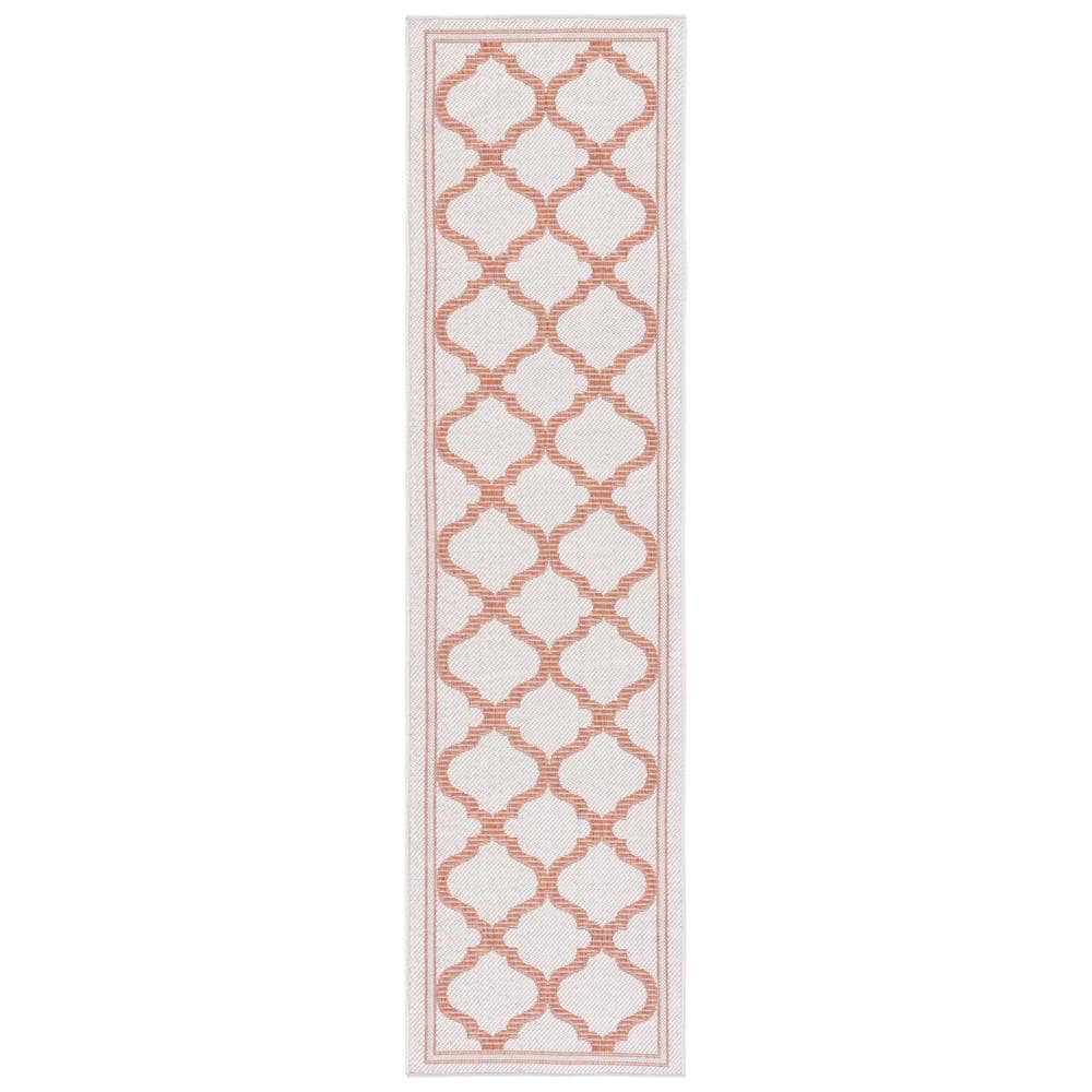 SAFAVIEH Bermuda Ivory/Rust 2 ft. x 8 ft. Runner Border Trellis Indoor ...