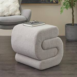 Litton Lane 19 in. White Polyester S-Shaped Ottoman with Connected Arches 047563 - The Home Depot