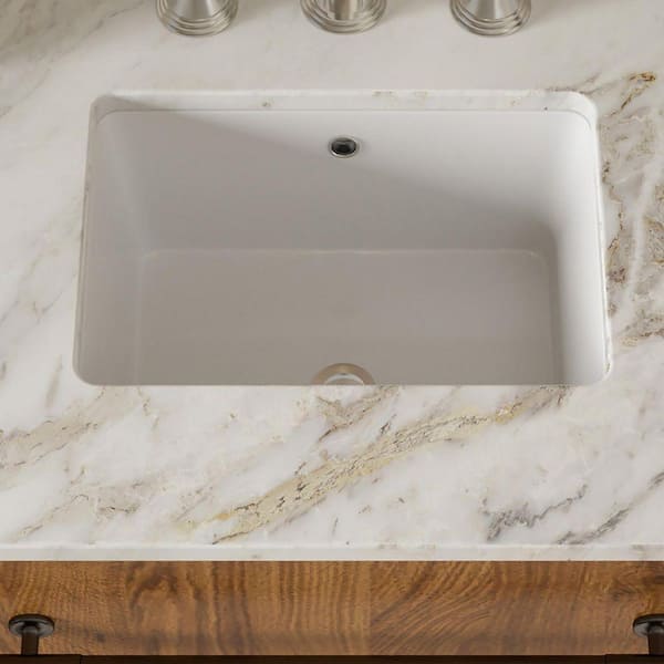 YSQCAR 18 in. Undermount Rectangular Bathroom Sink without Overflow ...