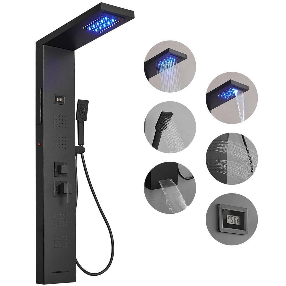 HOMEMYSTIQUE 4-Jet Rainfall Shower Panel System with Waterfall Shower ...