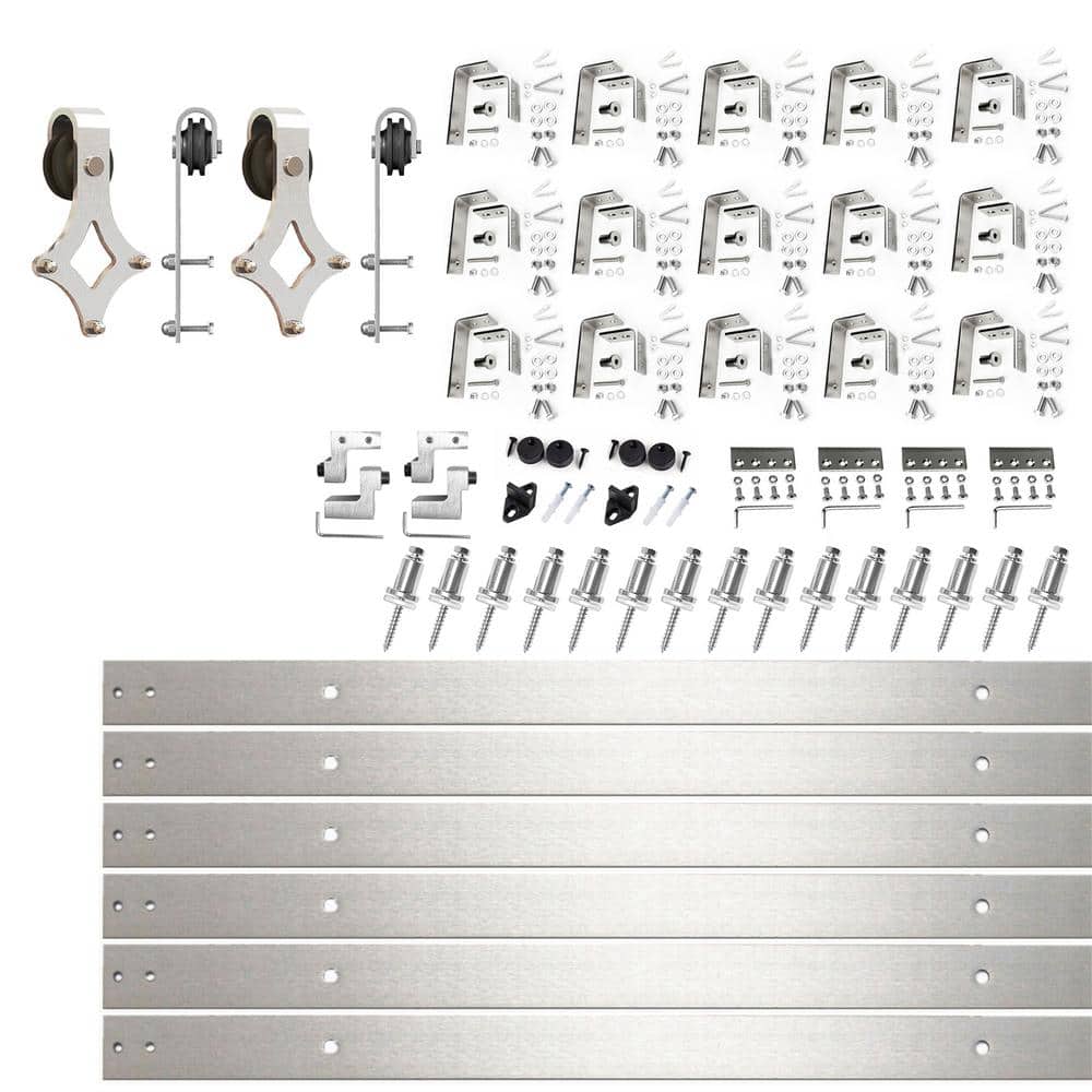 HOMACER 18 ft./216 in. Brushed Nickel Double Track Bypass U-Shape ...